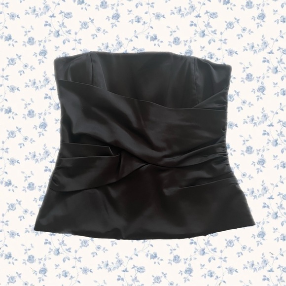 BCBGMaxAzria | Tops | Vintage 9s Bcbg Black Satin Coset Top | Poshmark